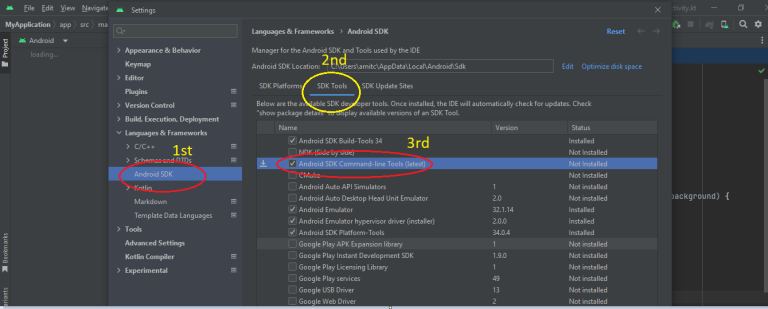 Android Sdkmanager Not Found Update To The Latest Android Sdk And Ensure That The Cmdline Tools