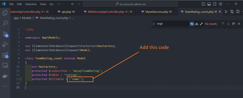 "Add [name] to fillable property to allow mass assignment on [App\\Models\\TeamRating ...