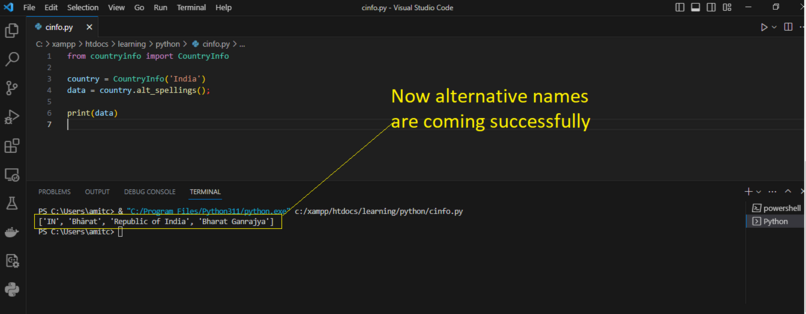 How to check County Alternative name check in Python ? - DevOps Freelancer